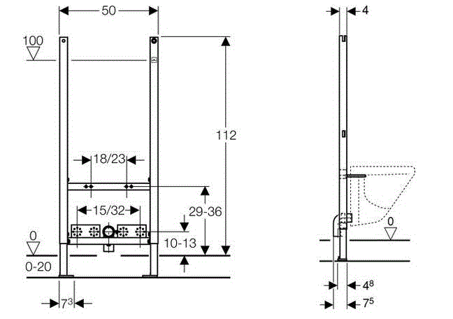 Geberit Duofix basic stelaż podtynkowy do bidetu H112