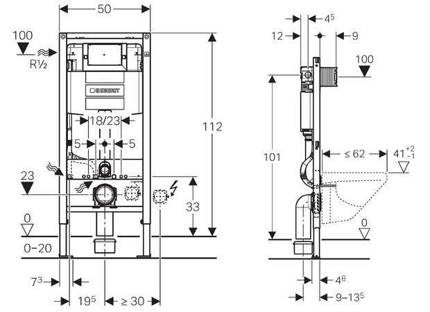 Stelaż podtynkowy Geberit Omega H112
