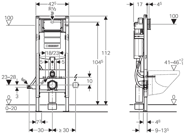 Geberit Duofix UP320 element montażowy do wc dla niepełnosprawnych ...