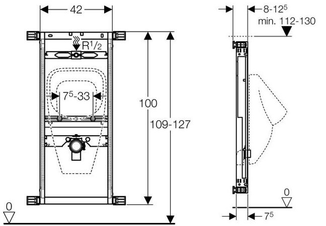 GEBERIT KOMBIFIX stelaż do pisuaru dla armatury natynkowej ...